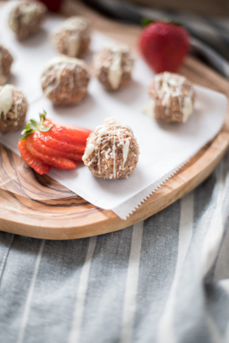 Strawberries and Cream Bliss Balls - First and Full